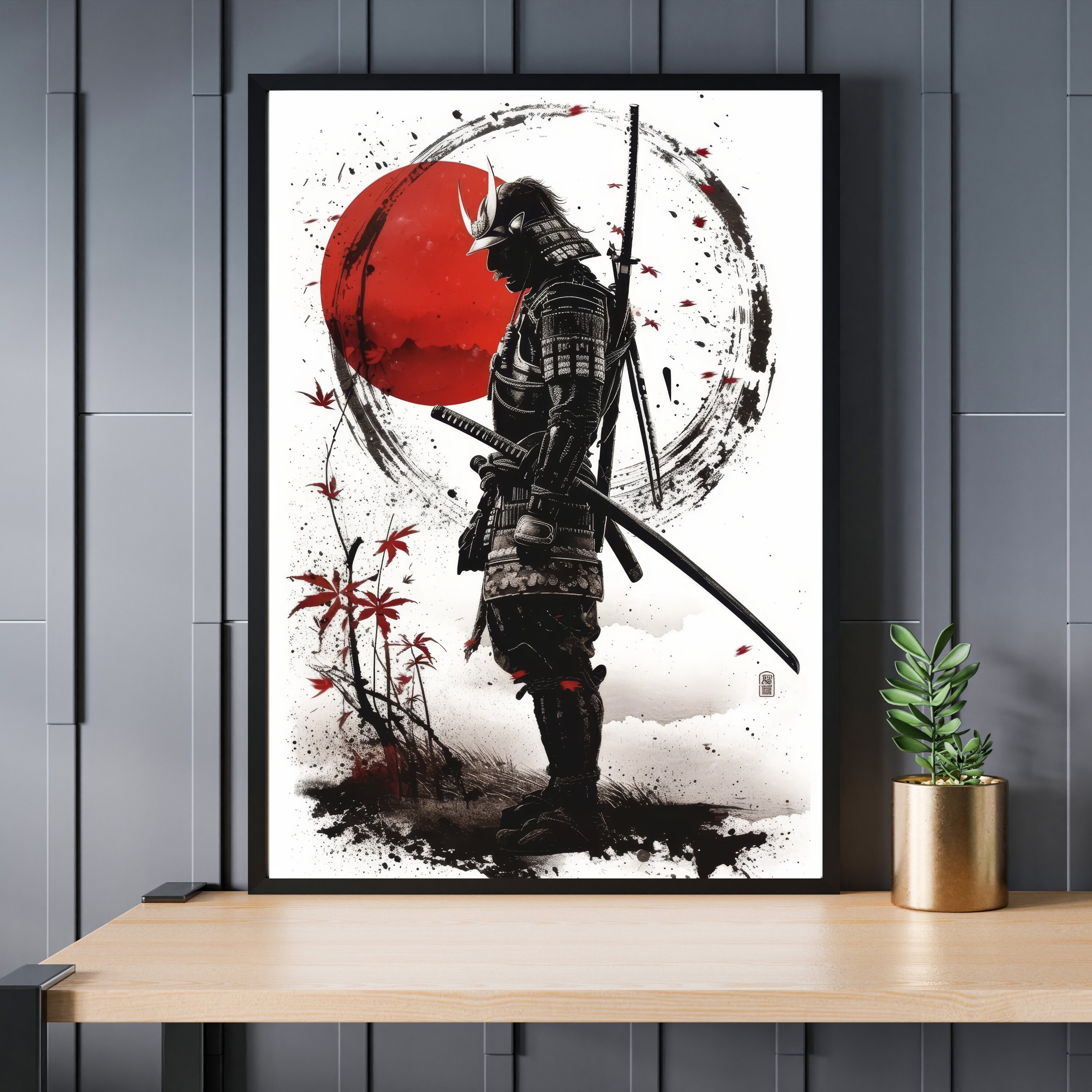 Samurai Warrior Poster Japanese Art Japanese Decor Samurai With Katana ...