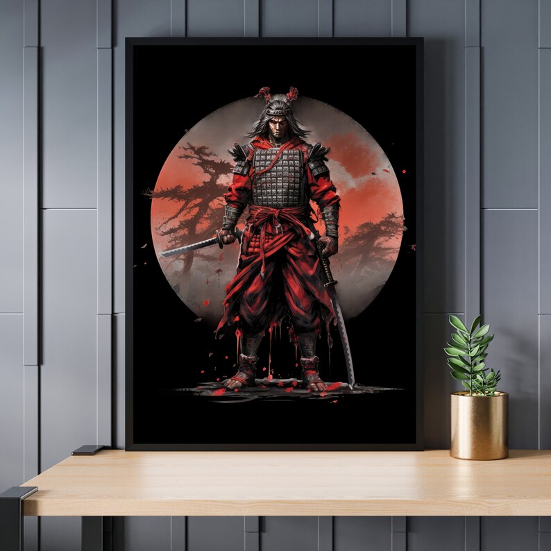 Authentic Vintage Samurai Poster Japanese Warrior Art Print for Home ...