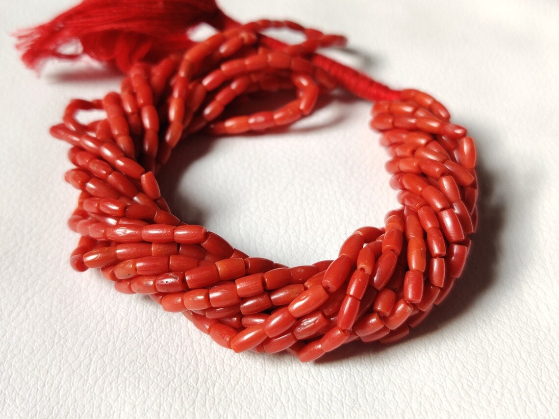 Natural Red Coral Tube Shape Beads-mediterranean Deep Sea Red - Etsy