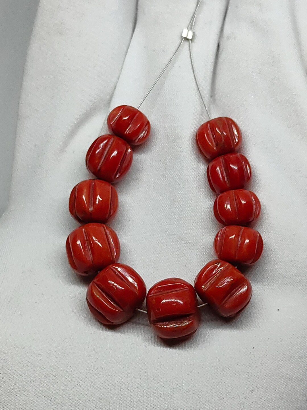 SALE !!! Red Coral Melon Shape 9/10MM Beads-italian Red Coral Rondelle ...