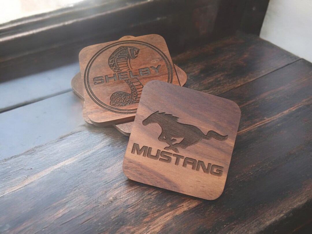 Ford Mustang Shelby Walnut Wood Coasters Perfect Gift!! Ships in 24 ...