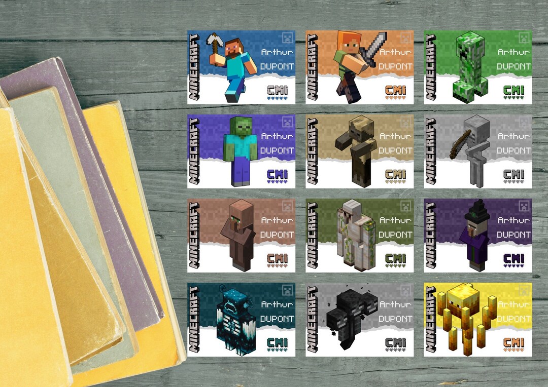 Minecraft School Labels, Back to School, Custom Stickers, Name Labels ...