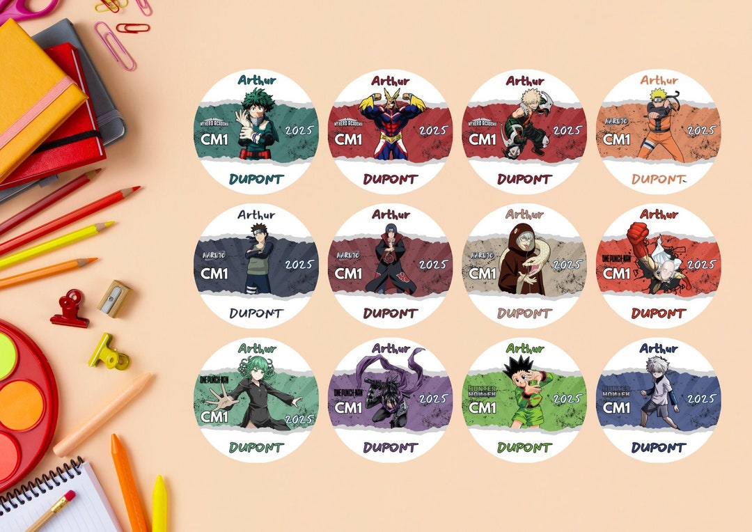 Naruto School Labels, Hunter, Back to School, School, Personalized ...