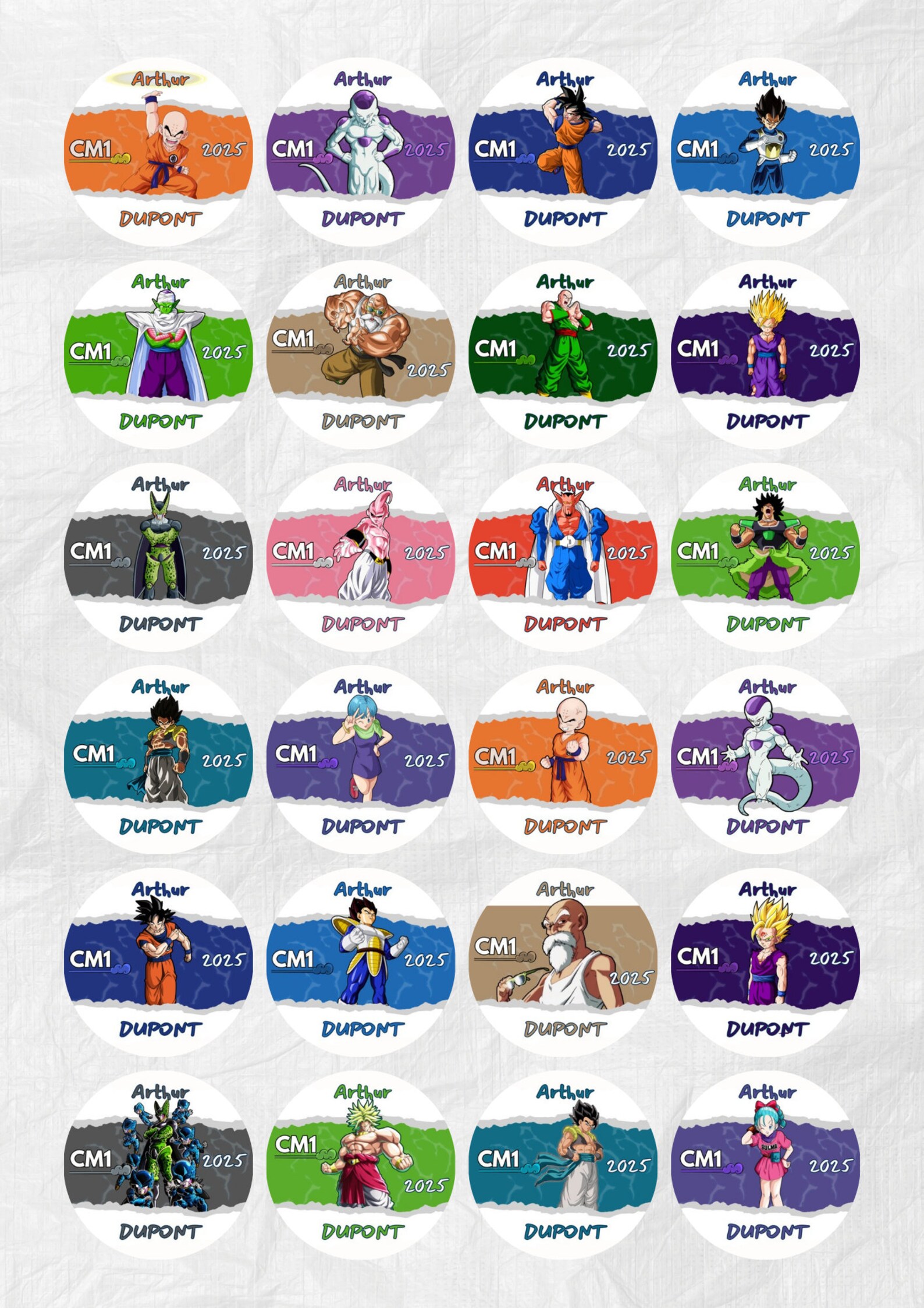 Dragon Ball School Labels, Back to School, School, Personalized ...