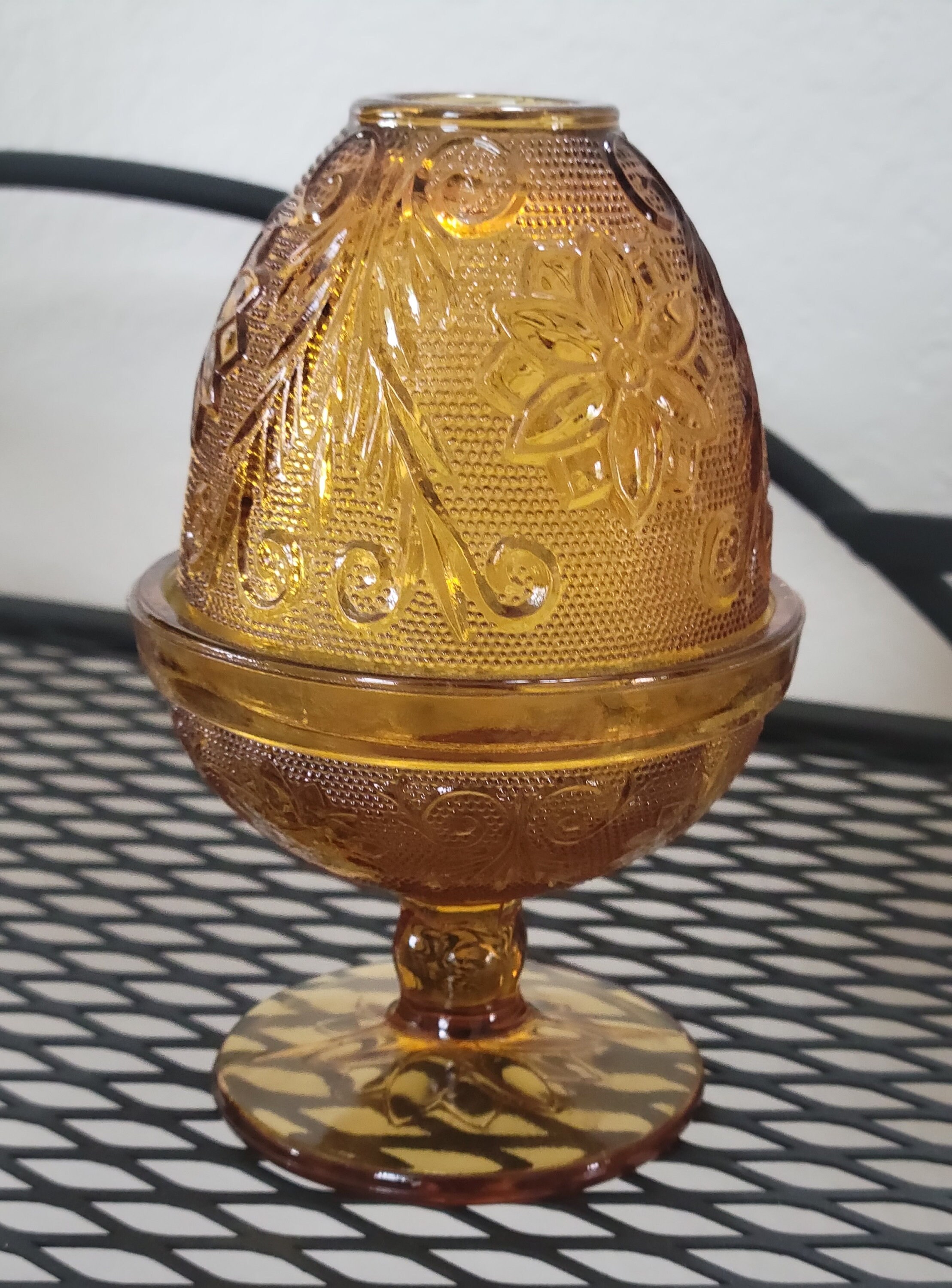 Indiana Glass Tiara Sandwich Pattern Fairy Lamp in Amber Color - Etsy