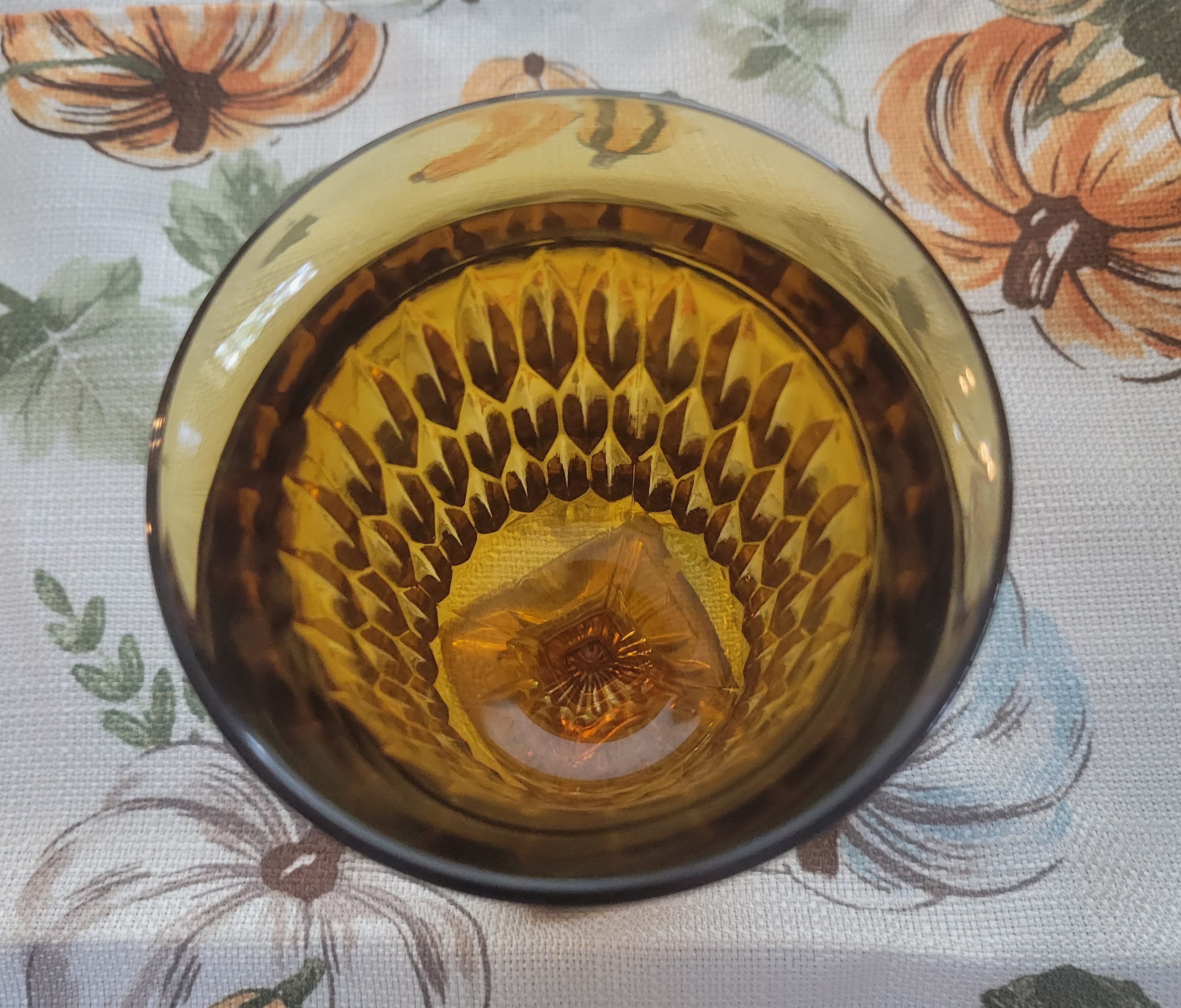 Indiana Glass Amber Glass/goblet Diamond Cut Pattern - Etsy