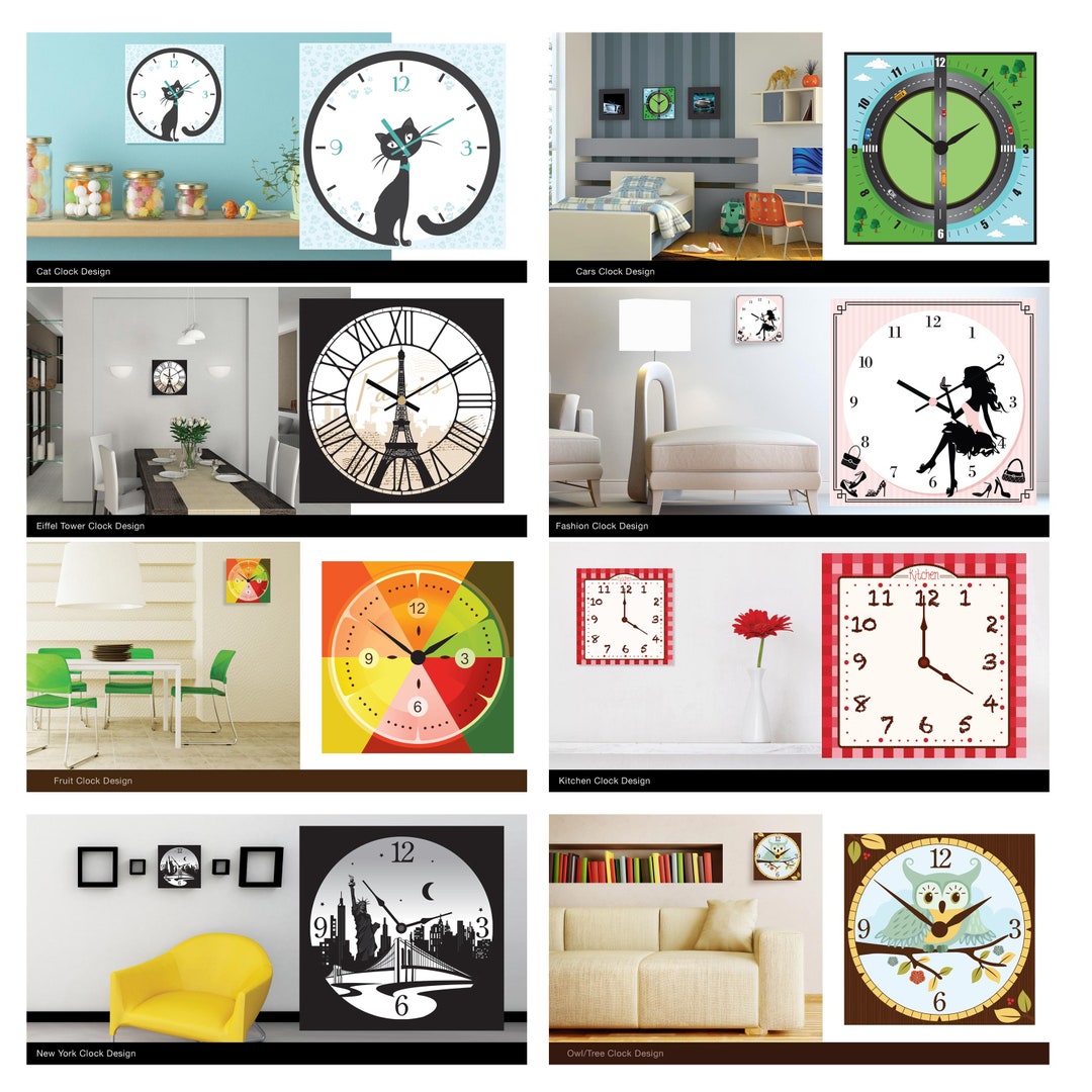 Digital Paper Printable clocks Design Vector Files Set 8 High ...