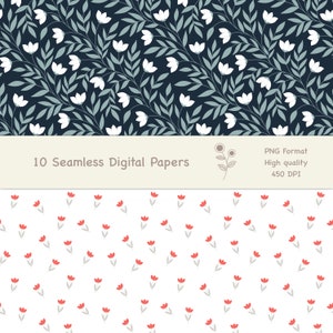 10 Seamless Digital Papers, Floral Pattern, Commercial Use, Spring ...