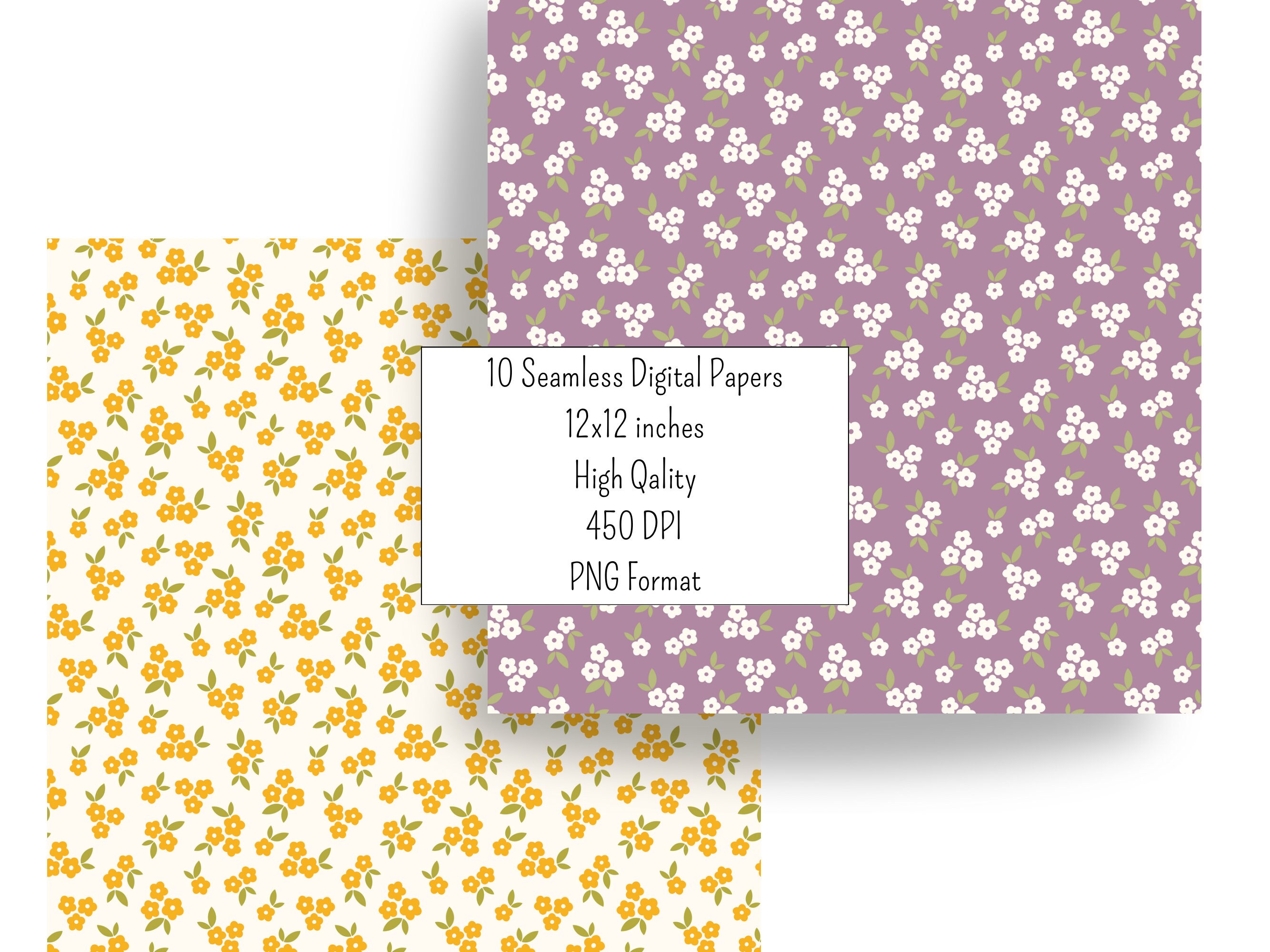 10 Seamless Digital Papers, Floral Pattern, Commercial Use, Spring ...