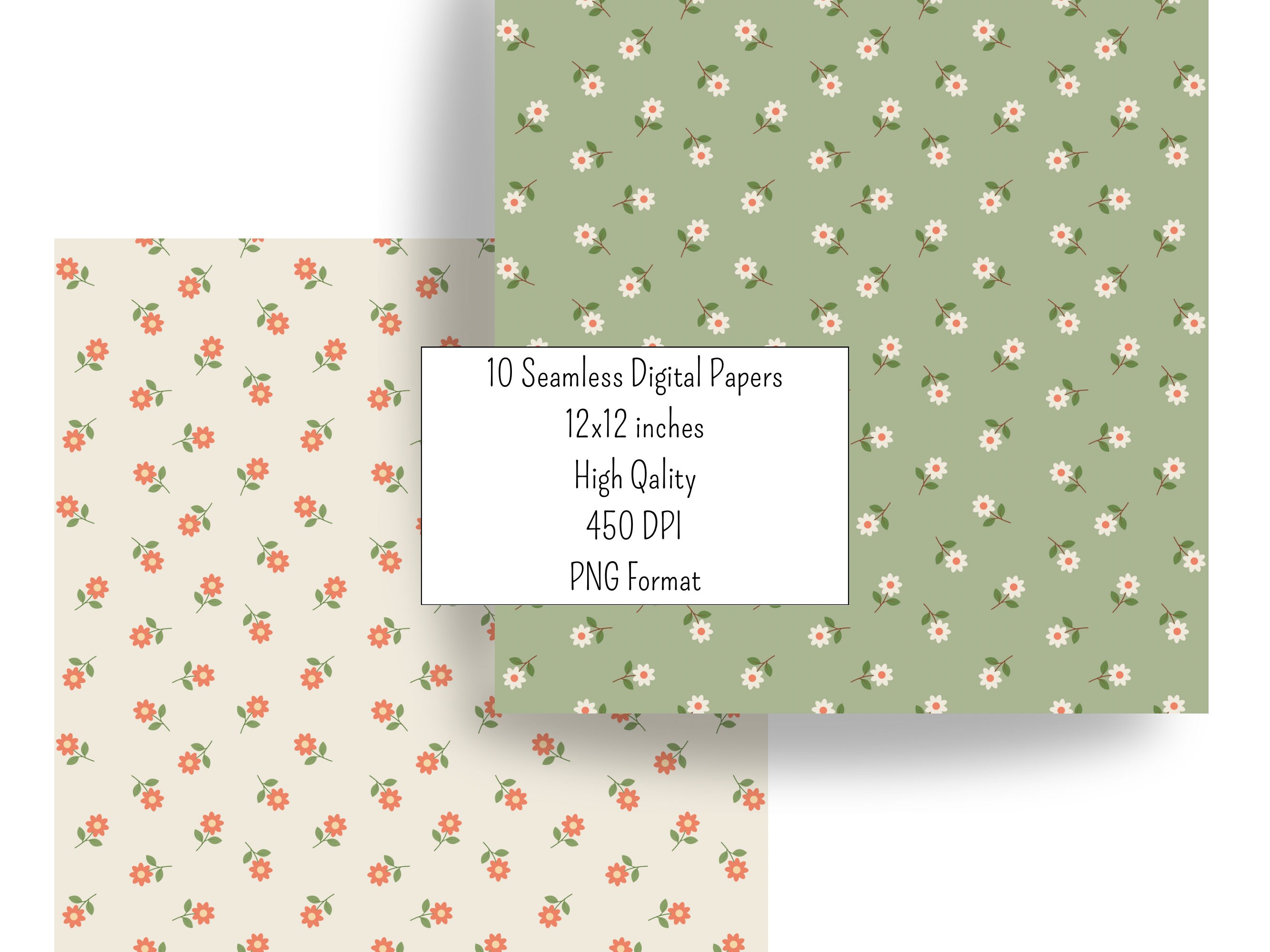 10 Seamless Digital Papers, Floral Pattern, Commercial Use, Spring ...