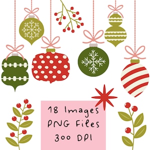 Merry and Bright Clipart Set- Christmas Clip Art PNG, Digital Stickers ...