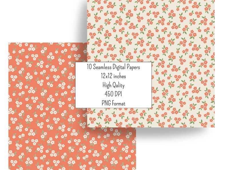 10 Seamless Digital Papers, Floral Pattern, Commercial Use, Spring ...