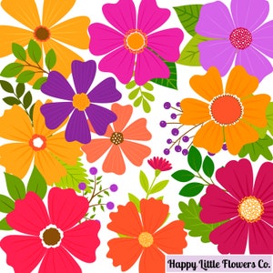 Flower Clipart - Colorful Garden, Floral Clip Art PNG, Digital Stickers ...