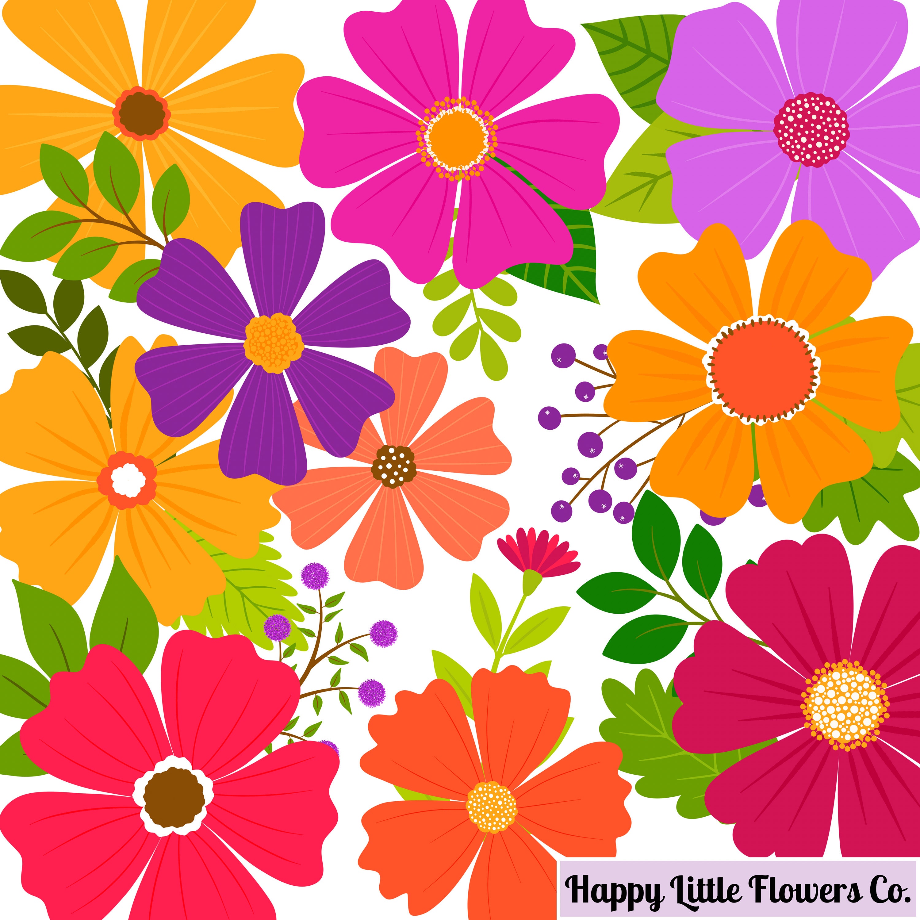 Flower Clipart - Colorful Garden, Floral Clip Art PNG, Digital Stickers ...