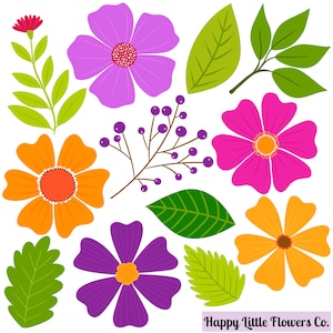 Flower Clipart - Colorful Garden, Floral Clip Art PNG, Digital Stickers ...