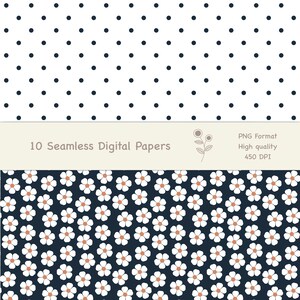 10 Seamless Digital Papers, Floral Pattern, Commercial Use, Spring ...