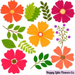 Flower Clipart - Colorful Garden, Floral Clip Art PNG, Digital Stickers ...
