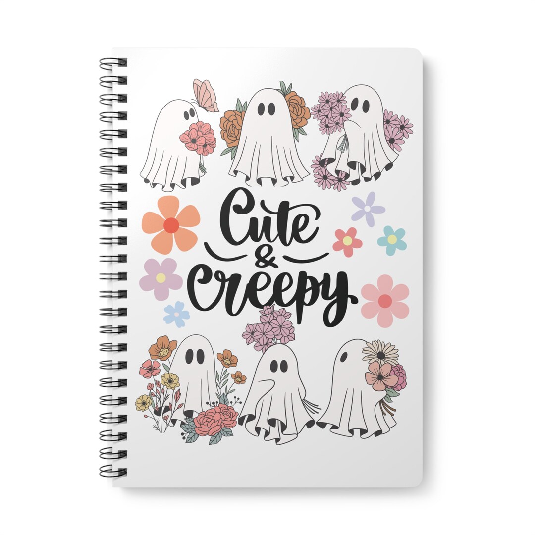 Cute and Creepy Ghost Notebook, Halloween Retro A5 Student Notepad ...
