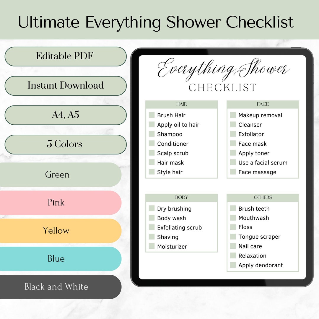 Checklist Ultime Pour Everything Shower | Routine De Soin Sous La ...