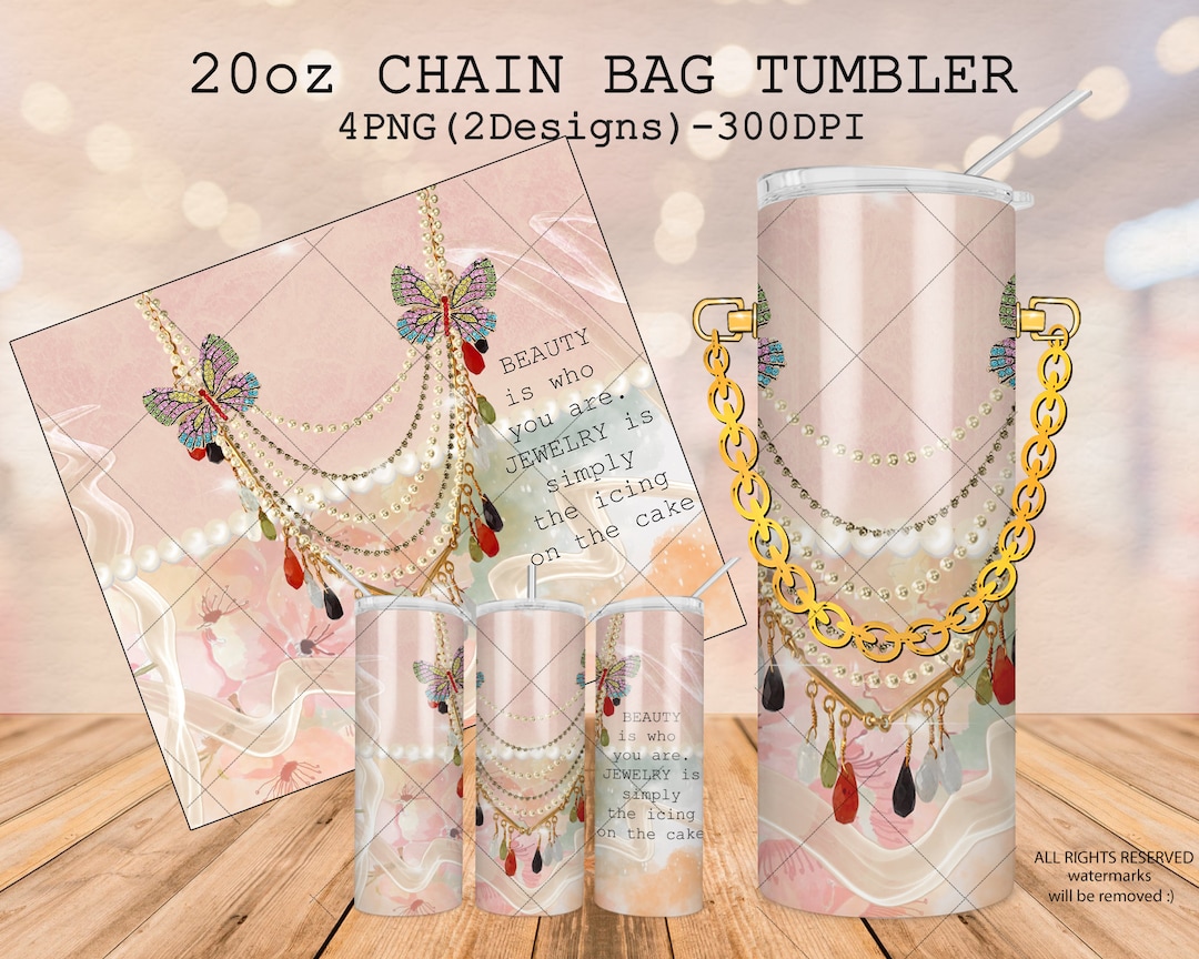 Luxury Diamond Chain Tumbler Wrap: Pastel Jewelry Design (digital ...