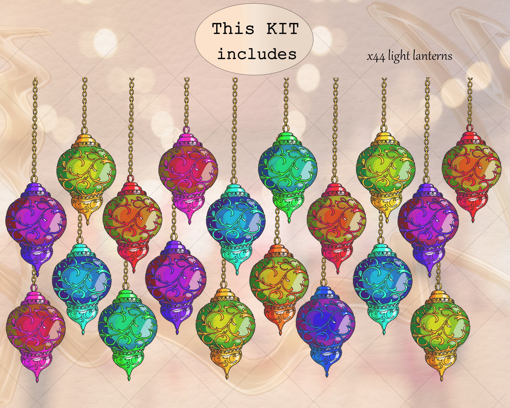 Ramadan Light Lanterns Clipart, Lanterns Stickers, Ramadan Illustration ...