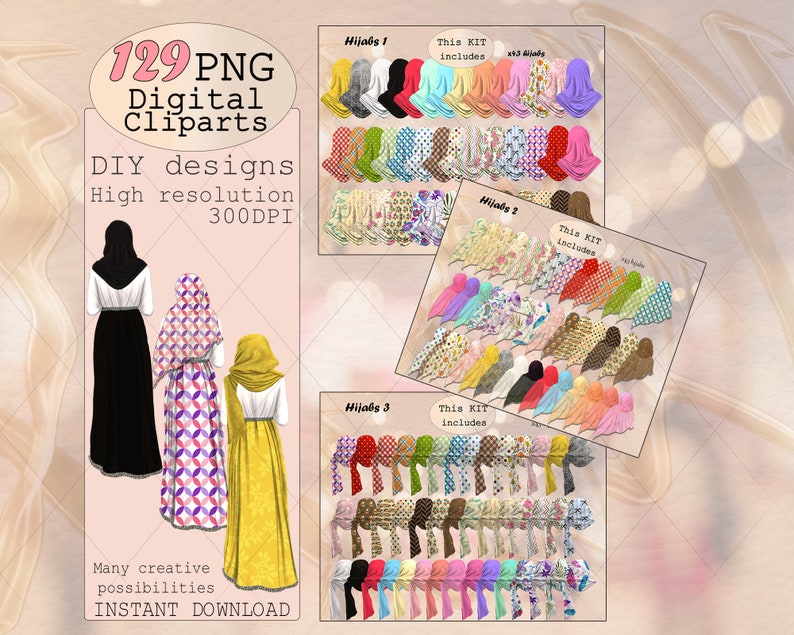 Muslim Hijabs Woman Clipart PNG, Hijab Illustration, Sublimation Women ...