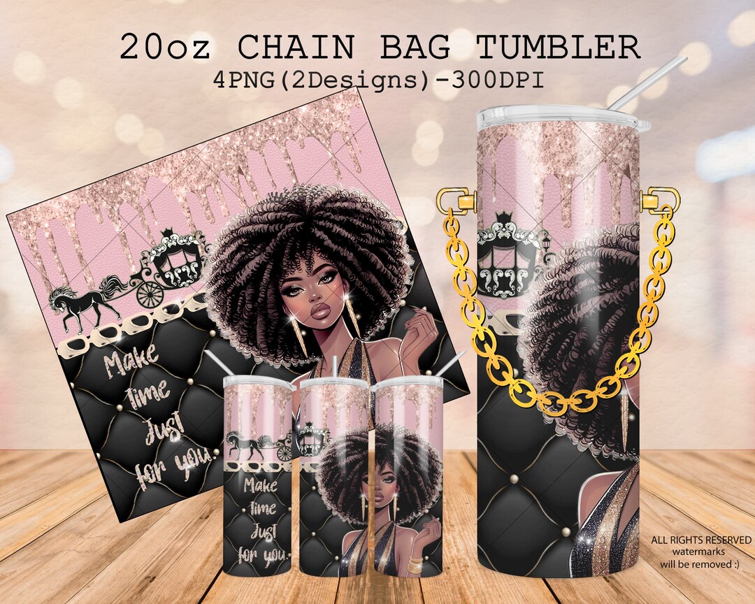 Luxury Chain Bag Tumbler Wrap: Afro-american Fashion Girl (digital ...