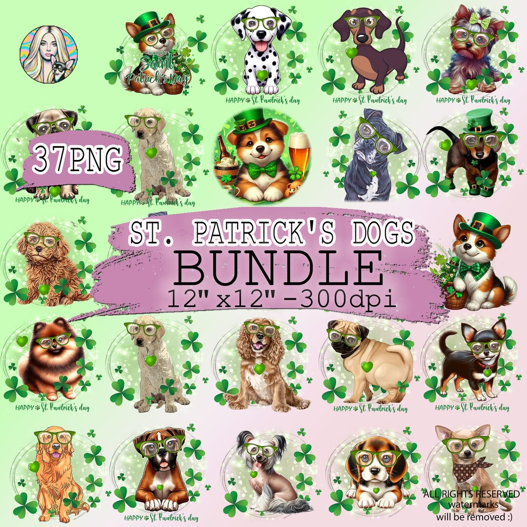 St Patrick's Day Dogs Png Bundle, Dog St Patrick Shirt Design, St ...