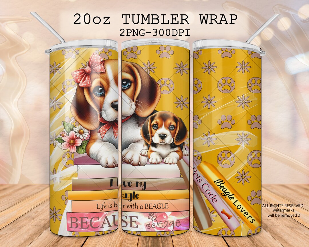 20 Oz Beagle Tumbler Wrap, Digital Beagle Design, Beagle Lovers, Beagle ...