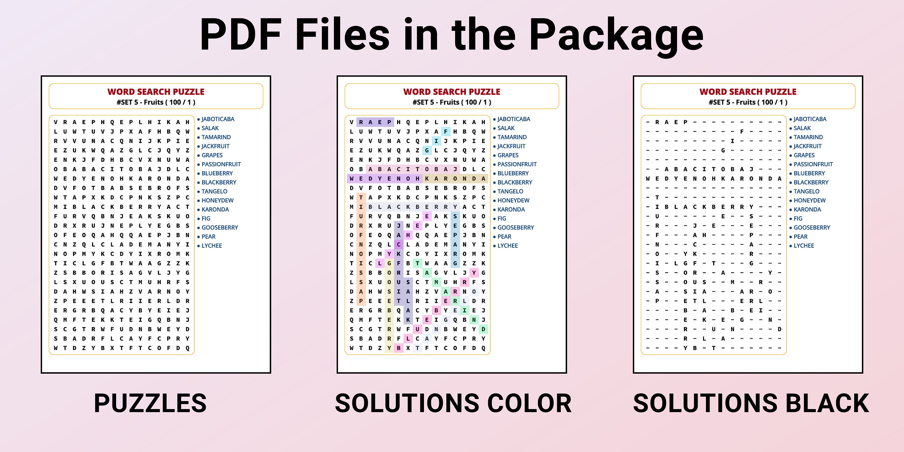 Word Search Puzzle 100 Printable Puzzle Pages for Kids and Adults ...