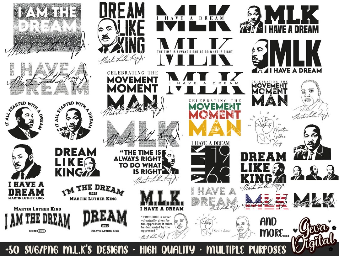 Martin Luther King SVG PNG +50 Original Designs Bundle | MLK Svg ...