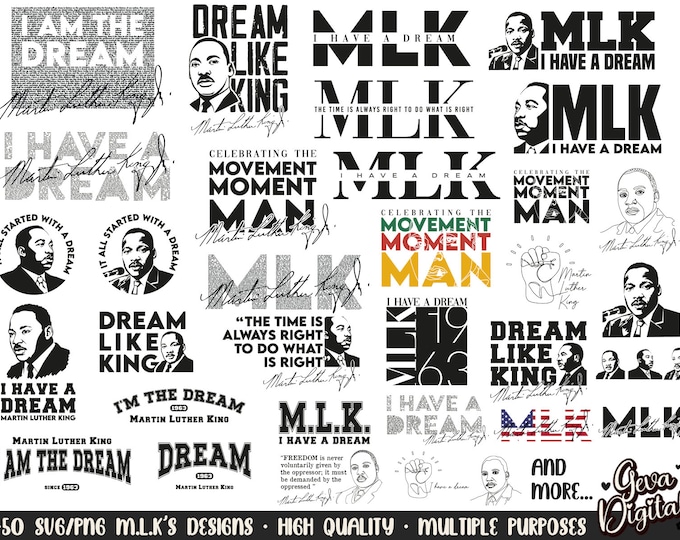 Martin Luther King SVG PNG +50 Original Designs Bundle | MLK Svg ...