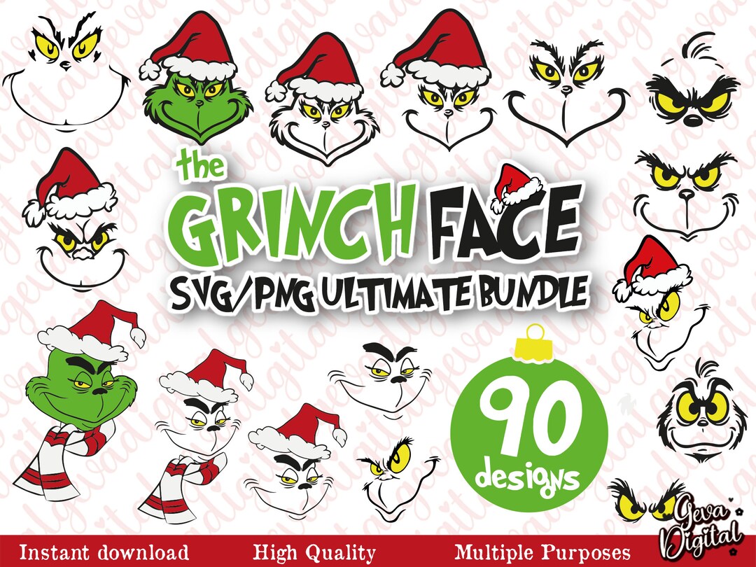 Grinch Face SVG PNG Grinch Face Cut File Cricut Grinchy - Etsy España