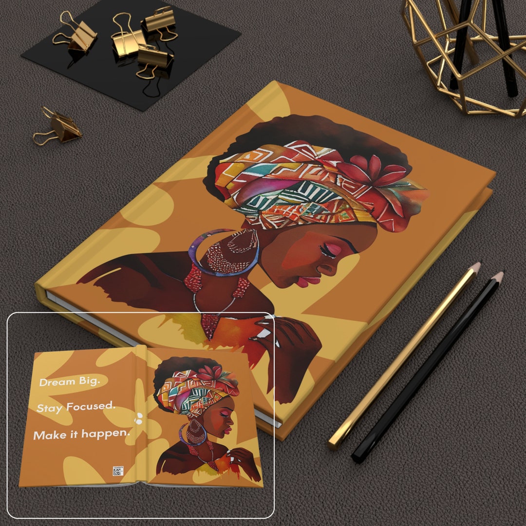 Black Girl Journal, Black Girl Note Book, Black Woman Portrait ...