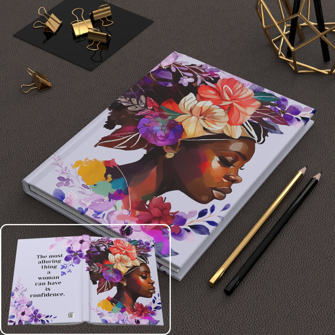 Black Girl Journal, Black Girl Note Book, Black Woman Portrait ...