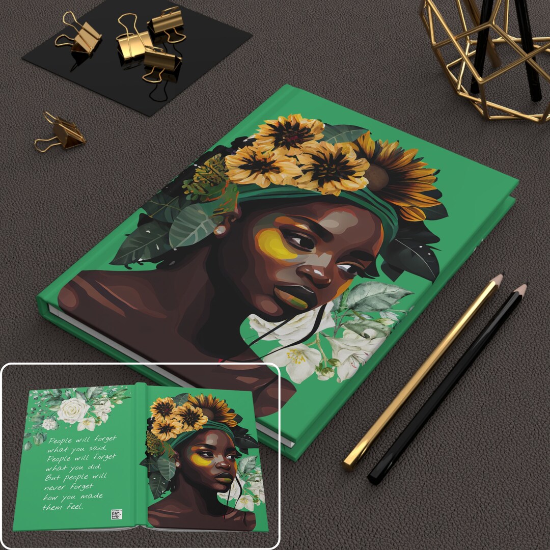 Black Girl Journal, Black Girl Note Book, Black Woman Portrait ...