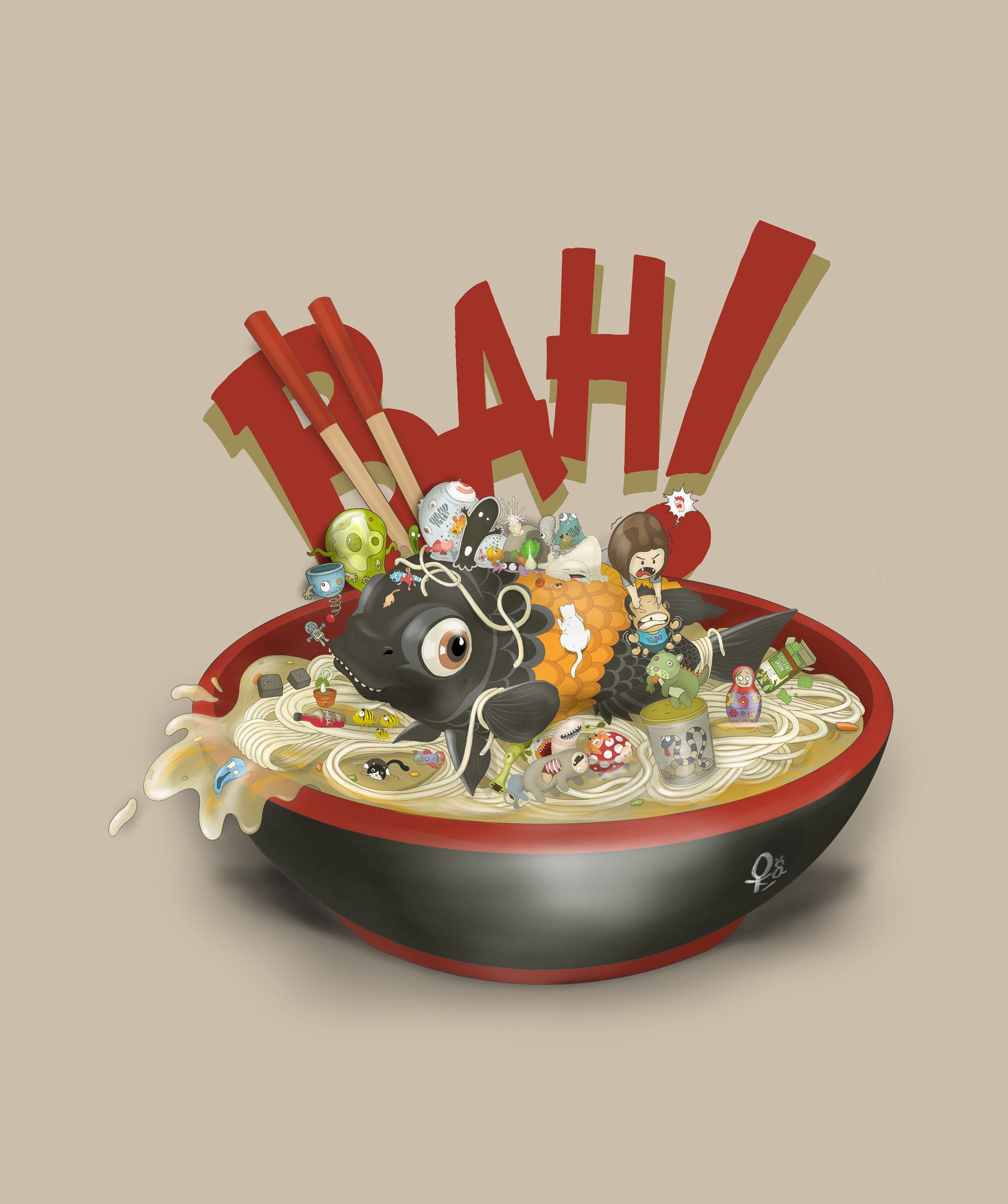 Ramen Weird Fish Bah! Chopstick Png Print Noodles Soup Print on Demand ...