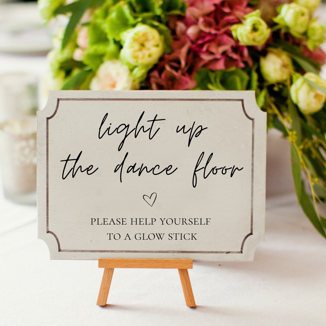 Glow Stick Sign Template, Wedding Sign, Editable Glow Stick Sign ...