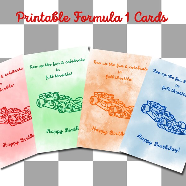 Formula 1 Birthday Card Printable - Etsy