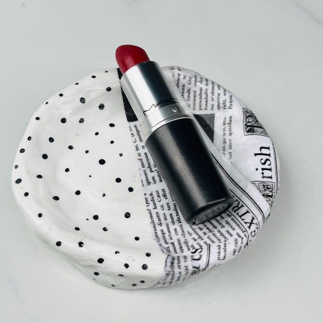 Dalmatian-inspired Clay Trinket Dish – Black & White Polka Dot and ...