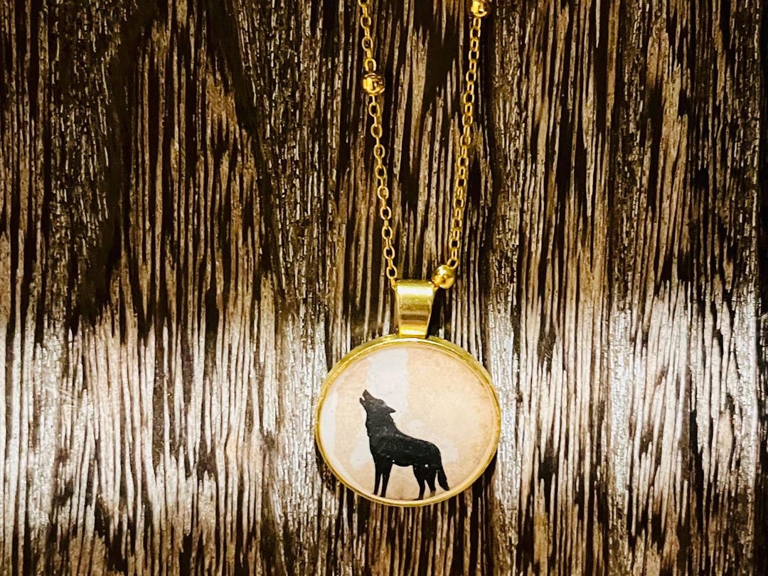 Autumn Night Wolf Dainty Pendant Necklace Jewelry Gift for Her Handmade ...