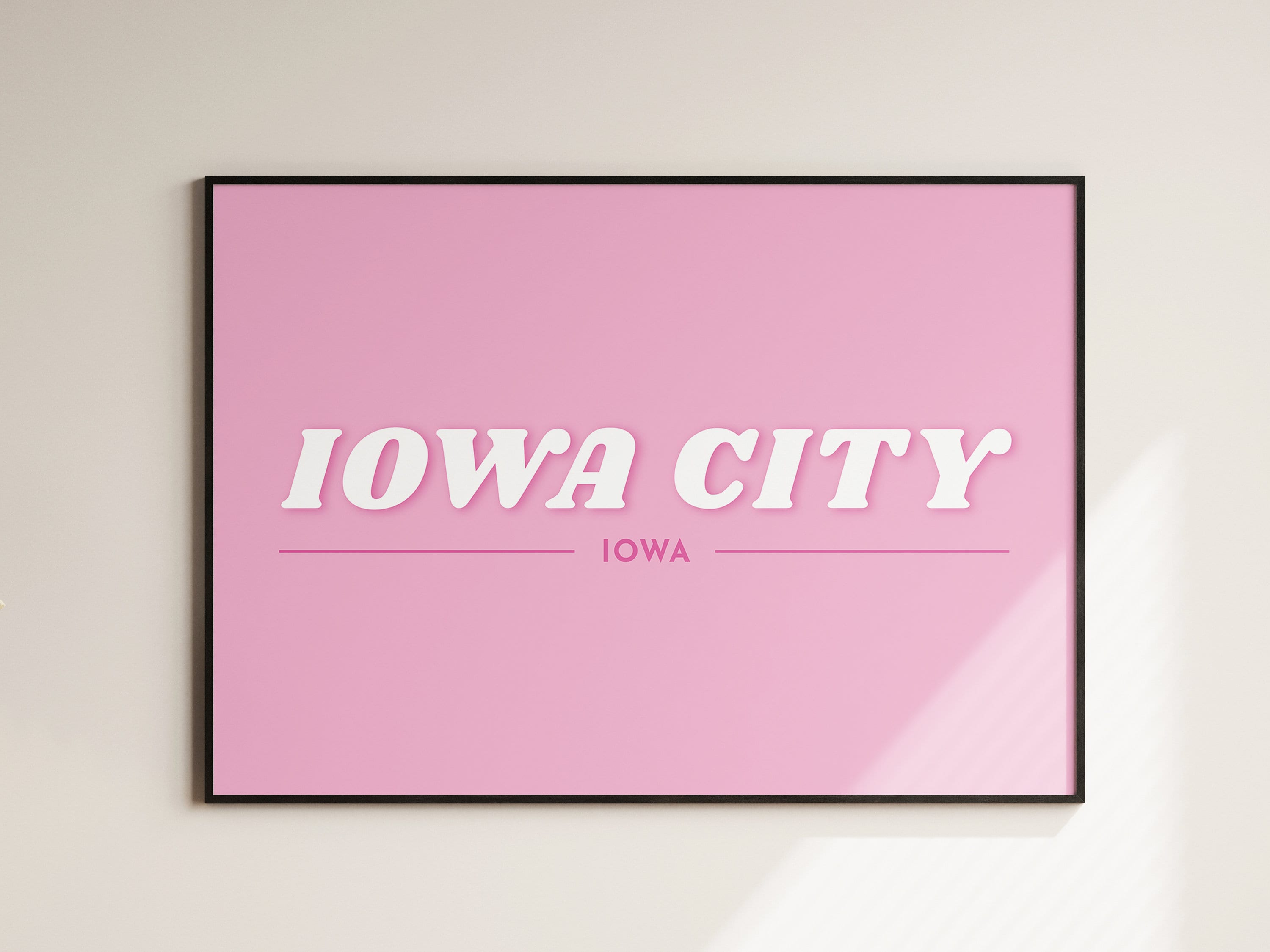 Iowa City Iowa Pink Print | Location Sign | Preppy Wall Art | Printable ...