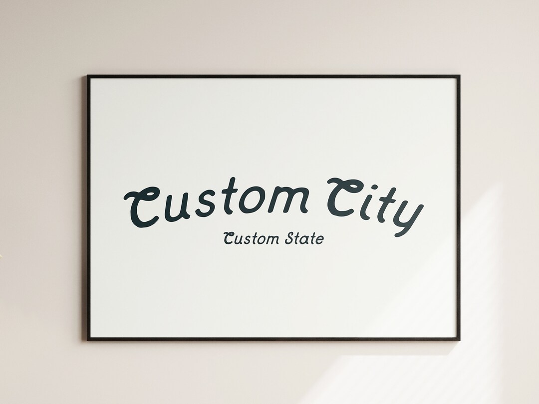 Custom Simple City Print | Location Sign | Preppy Wall Art | Printable ...