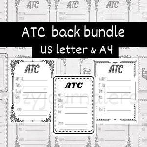 Printable ATC Back Side Bundle, Digital Frame Card, Art Supplies, Paper ...
