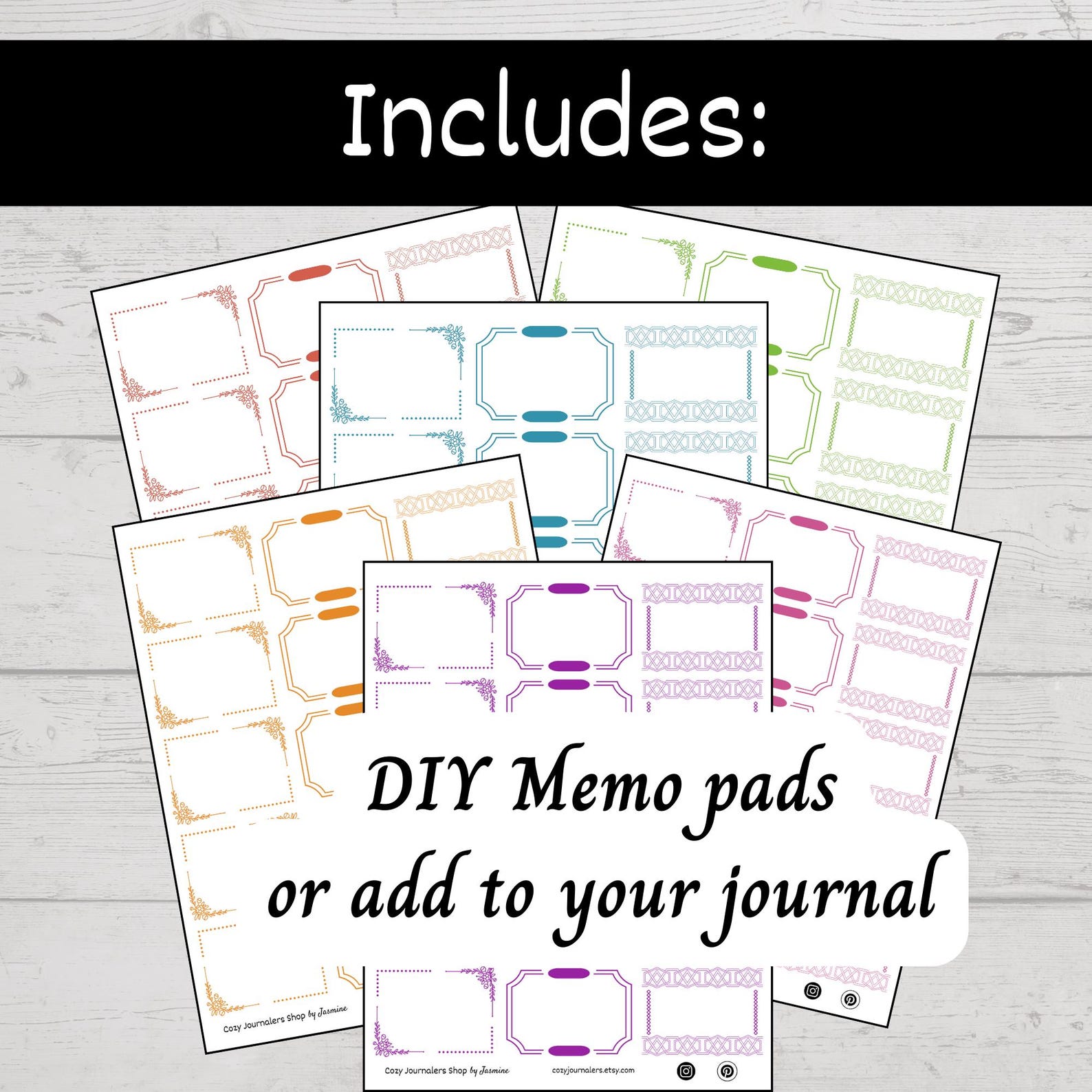 Printable and Digital Memo Pads, Frames, Bujo Supplies, Blank Writing ...