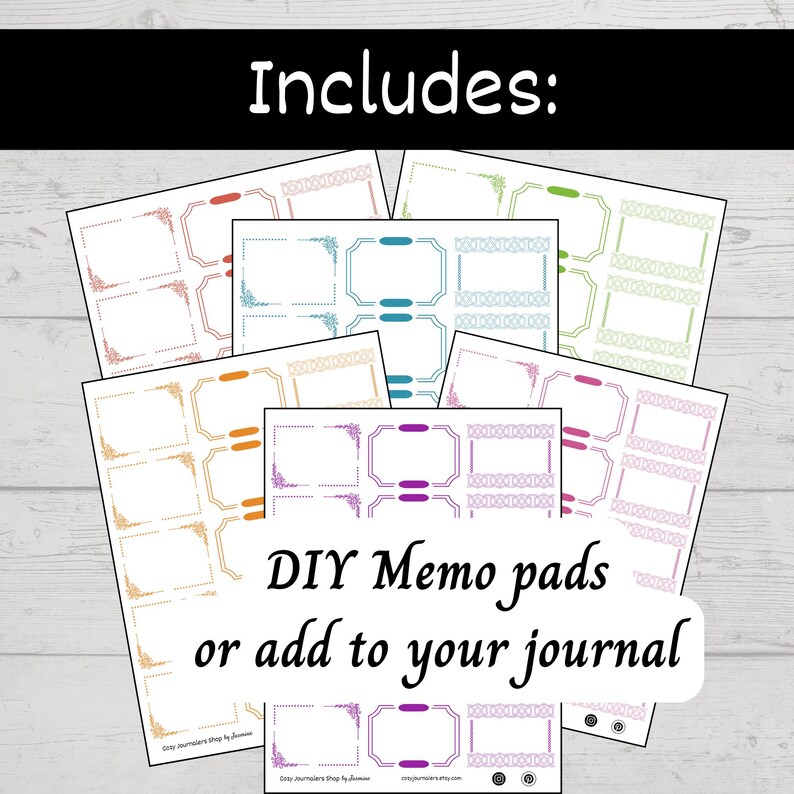 Printable and Digital Memo Pads, Frames, Bujo Supplies, Blank Writing ...