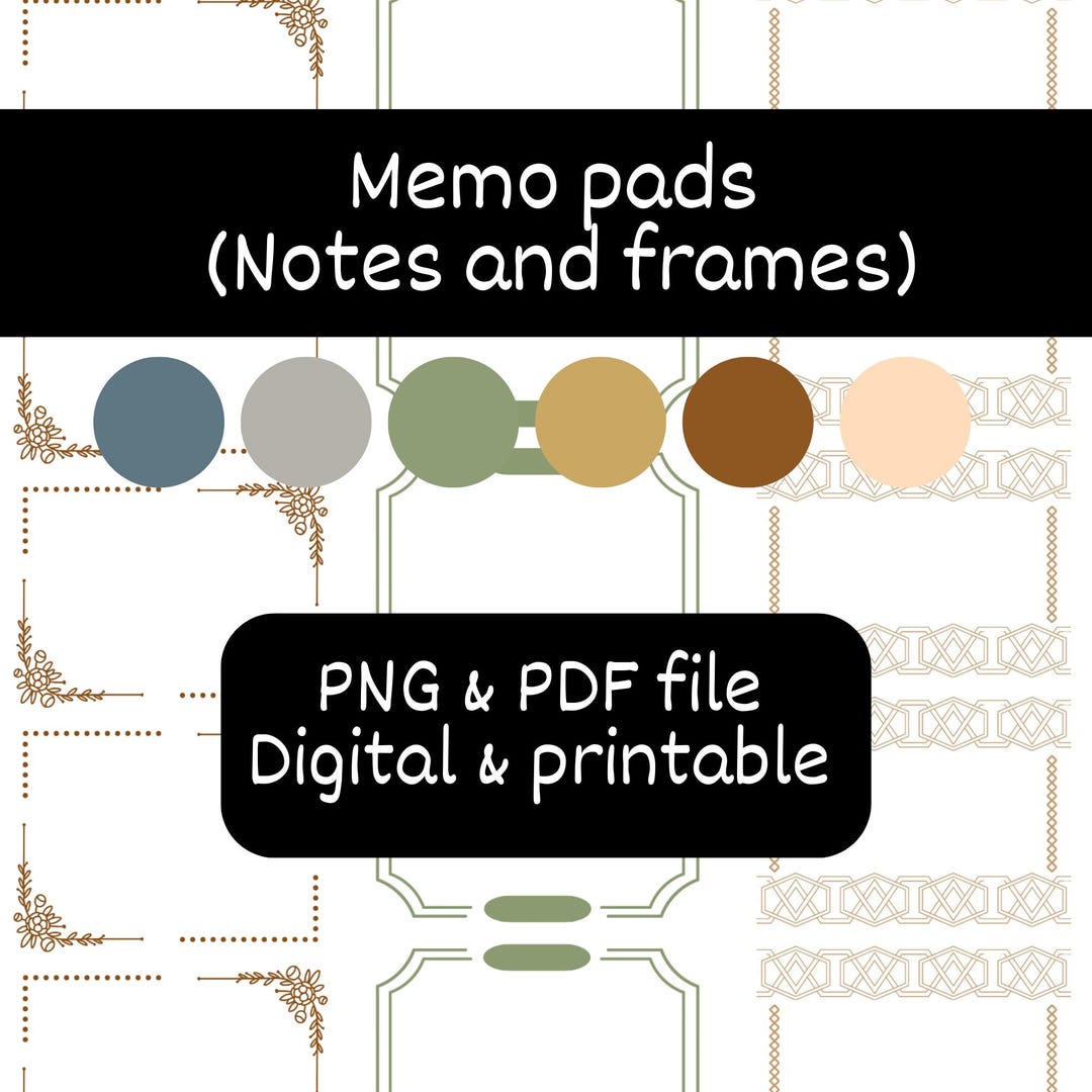 Printable and Digital Memo Pads, Frames, Bujo Supplies, Writing Space ...