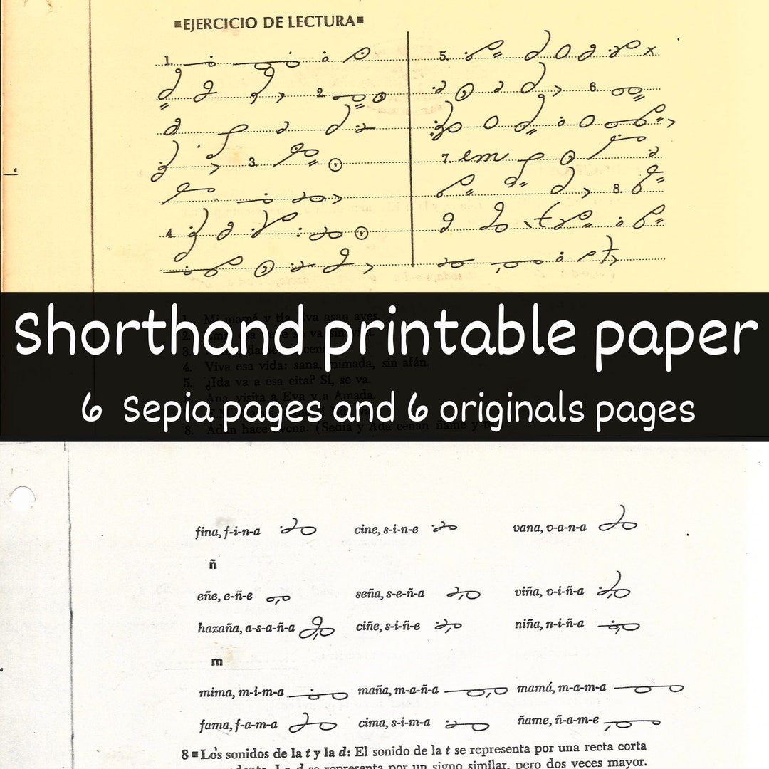 Printable Shorthand Paper, Digital Ephemera, Sepia-colored Sheets, Junk ...