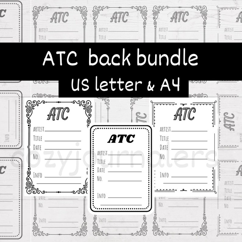 Printable ATC Backs Bundle: Vertical Artist Trading Cards (PDF) - Etsy