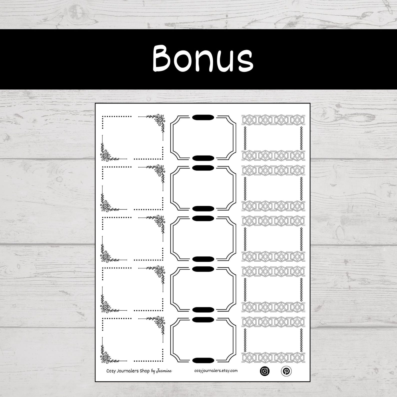 Printable and Digital Memo Pads, Frames, Bujo Supplies, Blank Writing ...